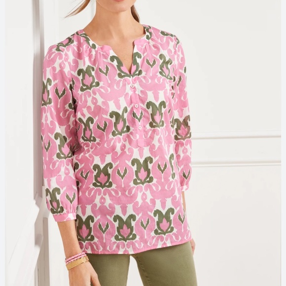 Talbots | Tops | Talbots Embroidered Tunic Medallion Foulard Azalea ...